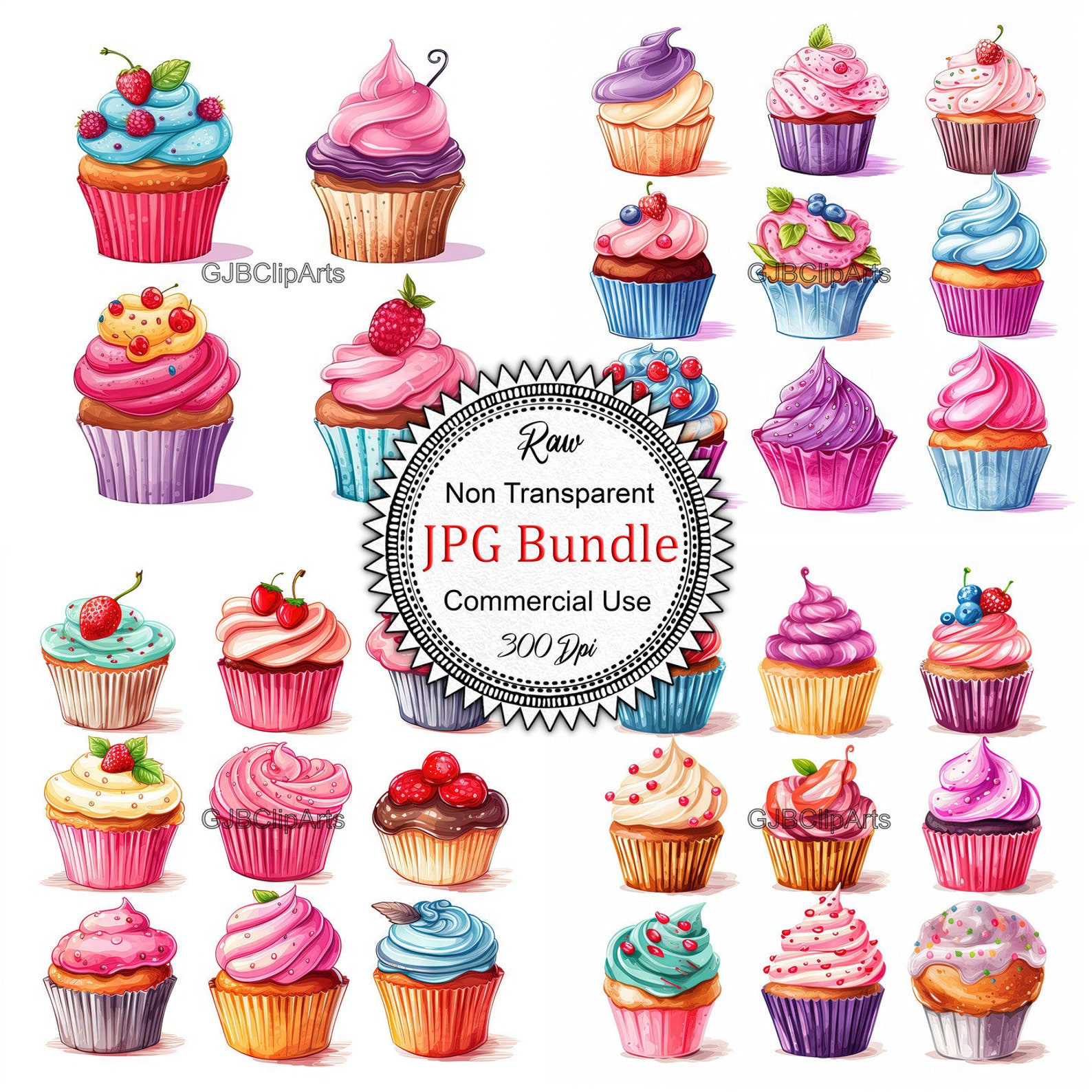 Cupcake Clipart Digital Stickers, Digital Clipart, Printable Stickers ...