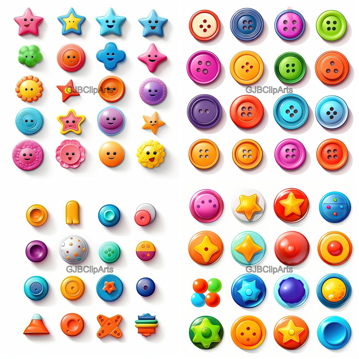 Kids Shapes Buttons Clipart, Circle Clipart, Square Clipart, Scrapbooks ...