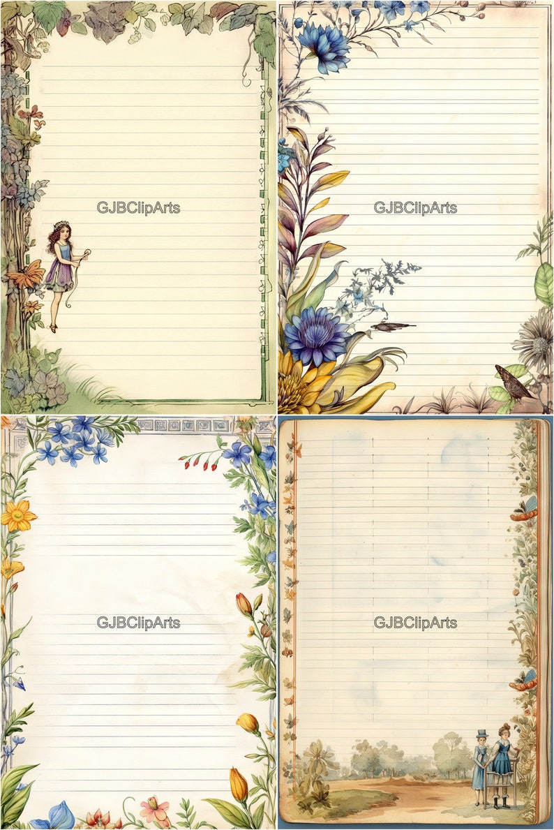 Nursery Border Notebook Page Watercolor Clipart, Journaling Frames ...