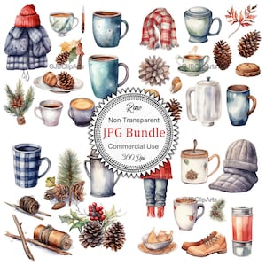 Winter Themed Watercolor Clipart, Snowman Cloths Clipart, Mitten ...