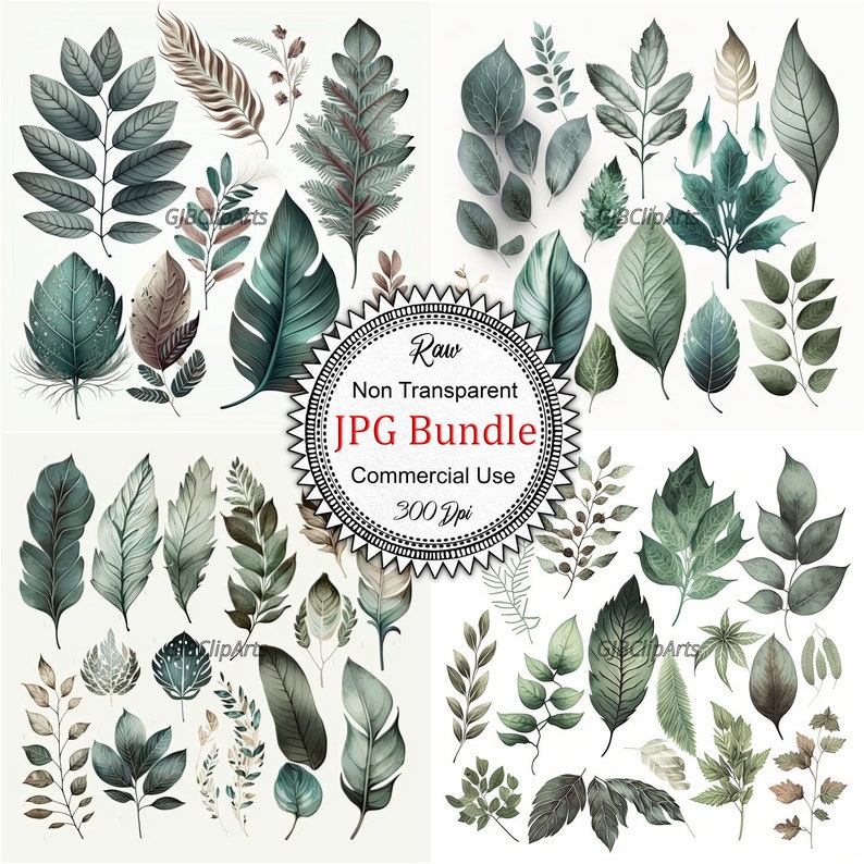 Leaves Illustrations: Vintage Gentle Boho-style Watercolor Art ...
