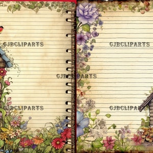 Bird Clipart, Lined Page, Empty Journal Page Clipart, Journaling Kit ...