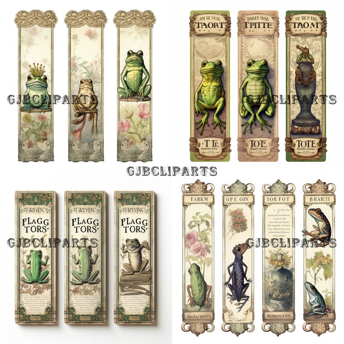 Frogs Clipart Tall Ornate Labels Junk Journal Book Vintage - Etsy
