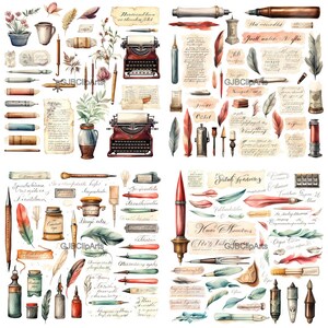 Vintage Old Handwriting and Script Fonts Collection ,digital Clipart ...