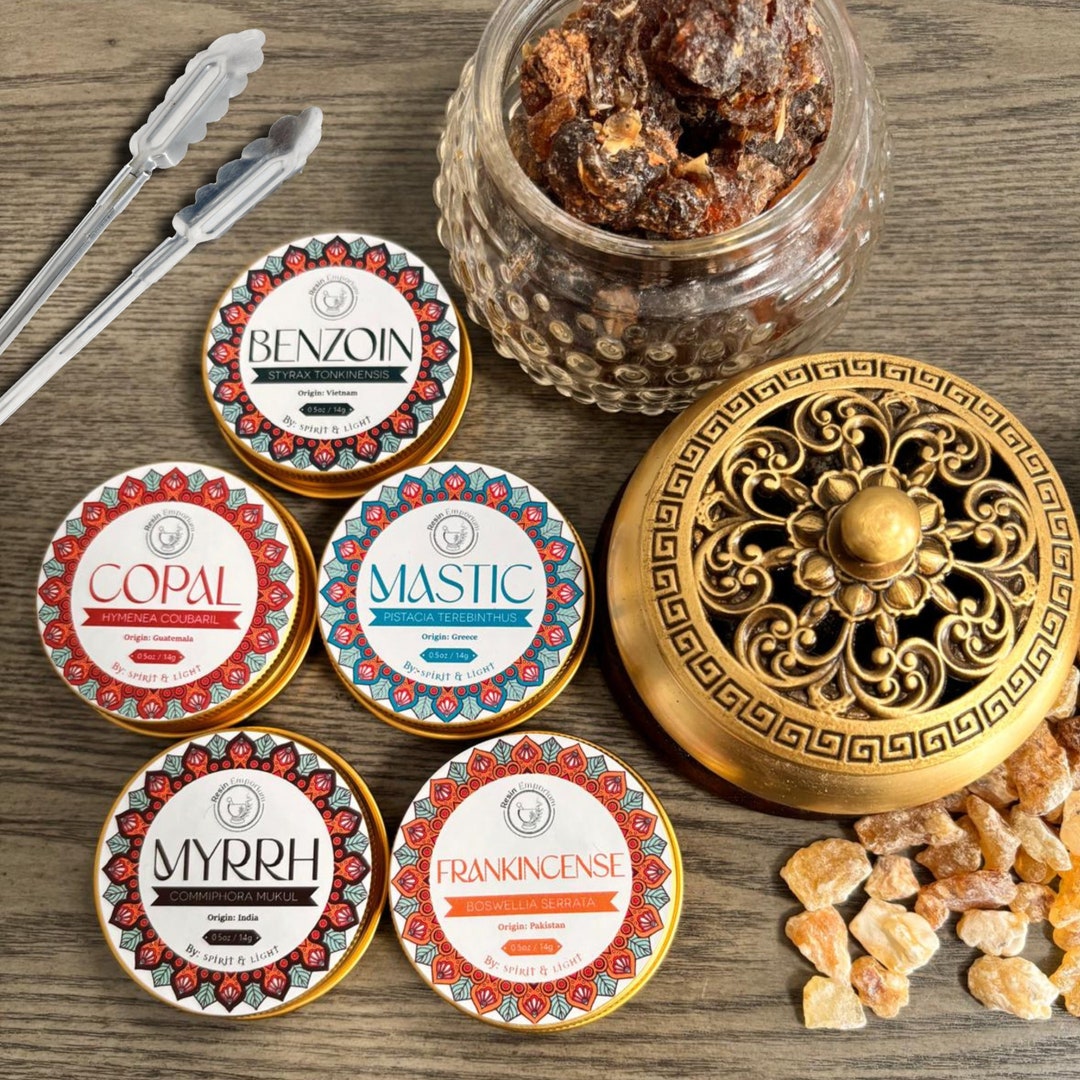 Resin Incense Starter Kit: Brass Burner, Frankincense, Myrrh, Copal ...