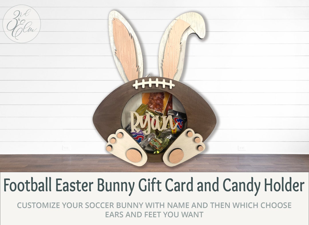 Customizable Football Easter Bunny Candy, Money and Gift Card Holder ...