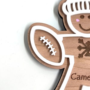 Football Gingerbread Player Christmas Tree Ornament, Personalize With ...