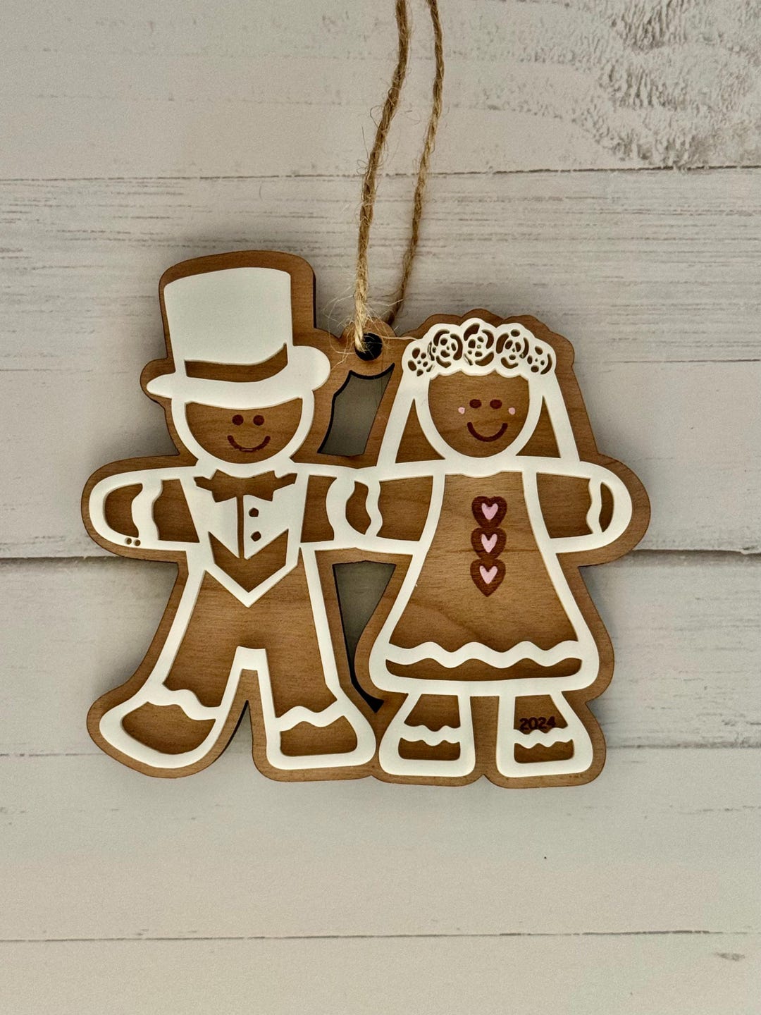 Personalized Gingerbread Bride and Groom Ornament Add Names and Date ...