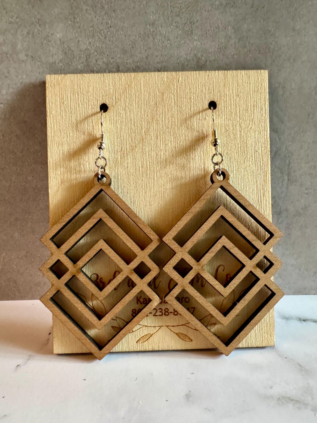 Wooden Geometric Shapes Earrings, Bobo Earrings, Modern Earrings, Made ...