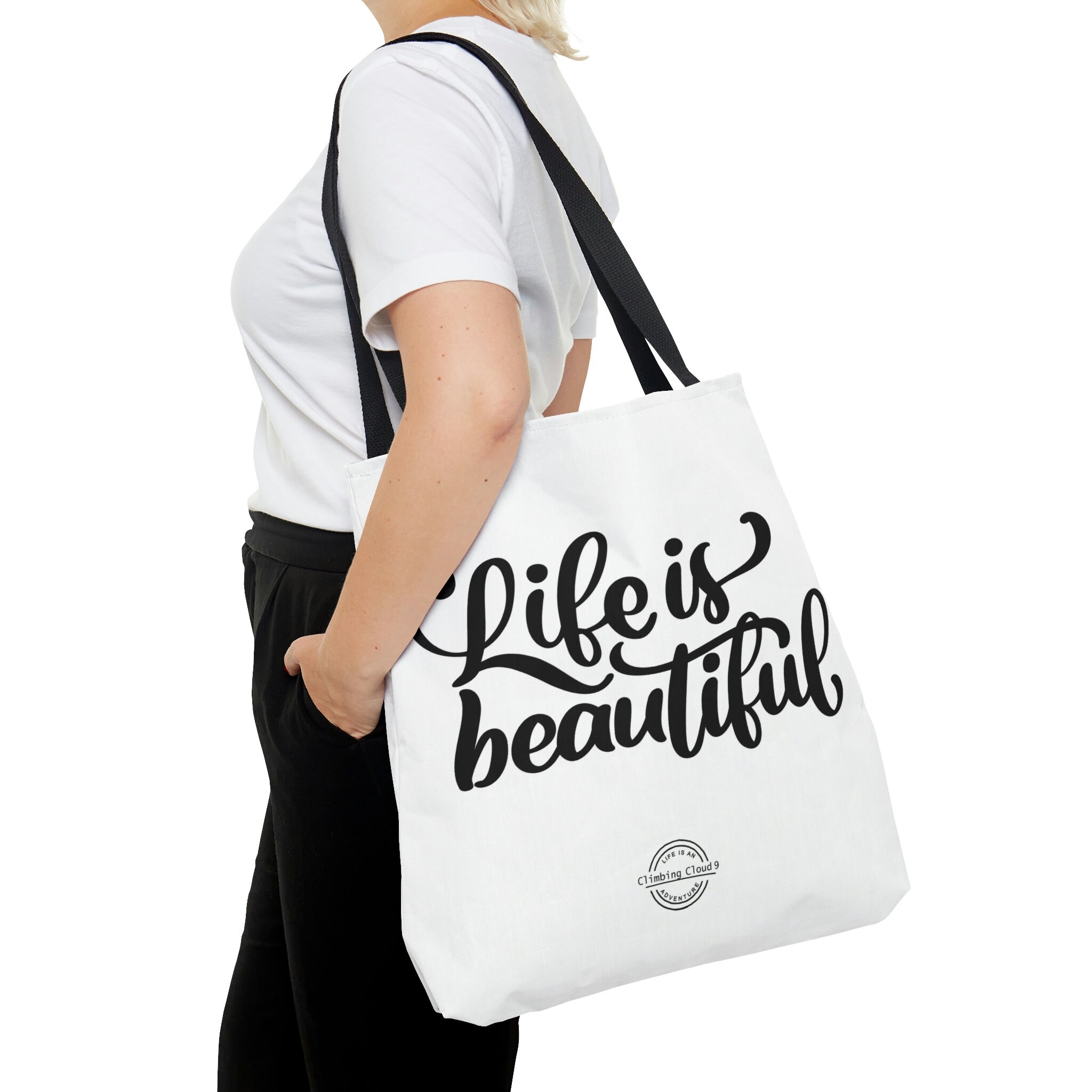 Life is Beautiful Bag, Tote Bag, Travel, Accessories, Gifts, Positive ...