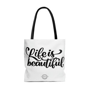 Life is Beautiful Bag, Tote Bag, Travel, Accessories, Gifts, Positive ...