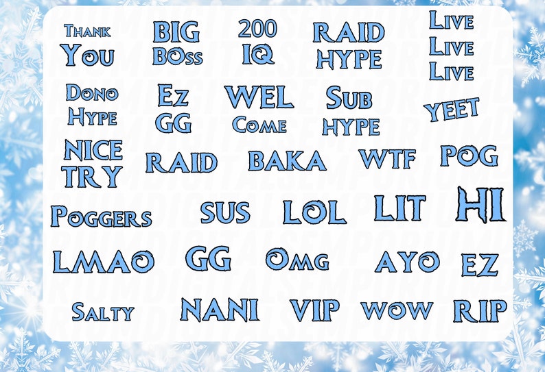 30 Ice Queen Twitch Text Emote, Cold Font Text Emotes, Twitch Emotes ...