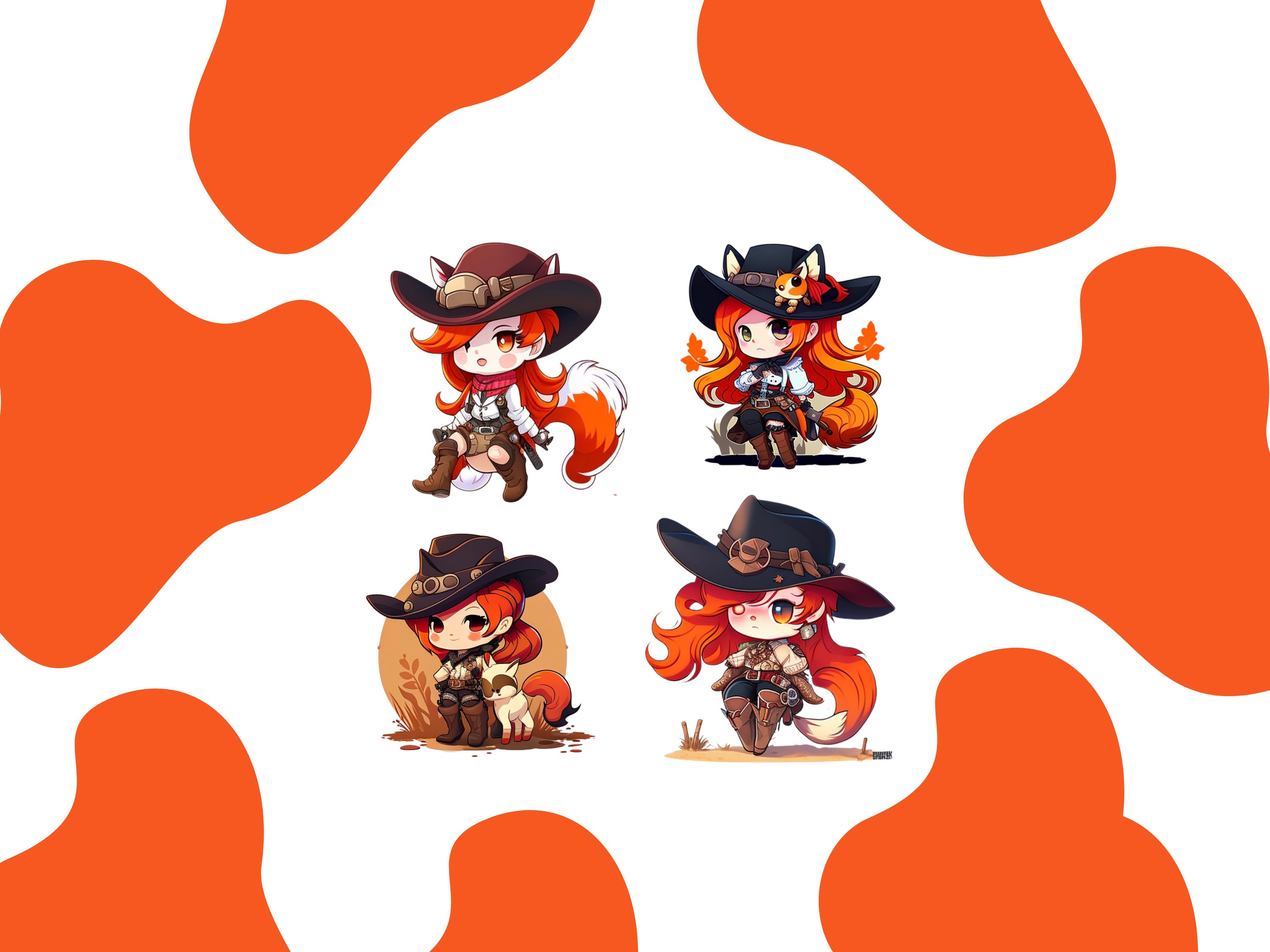 Orange Cow Girl Emote Collection Twitch & Discord | Channel Points ...