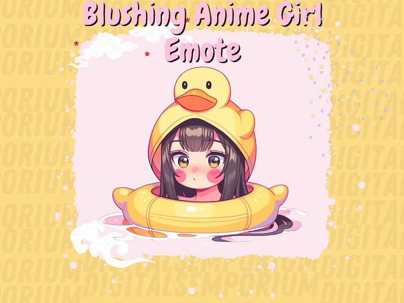 Kawaii Blushing Anime Girl Emote, Rubber Ducky Emote, Rubber Ducky Girl ...