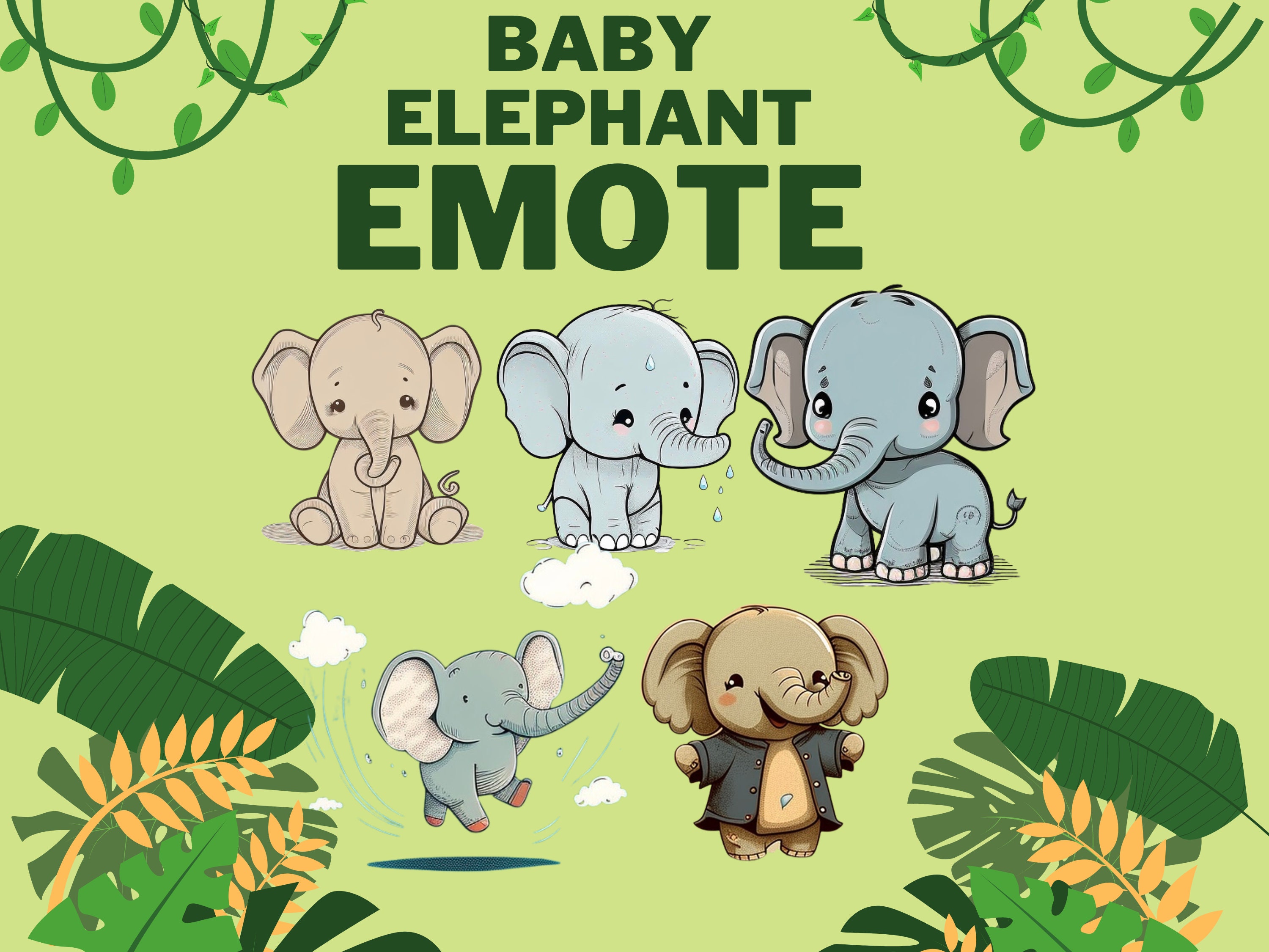 Baby Elephant Emote Collection Twitch & Discord | Channel Points ...