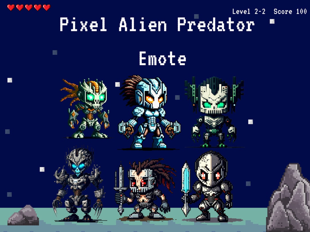 Pixel Alien Predator Emote Collection Twitch & Discord | Channel Points ...