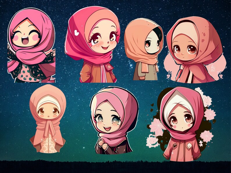 Chibi Hijab Girl Emotes Twitch & Discord | Channel Points | Streamer ...