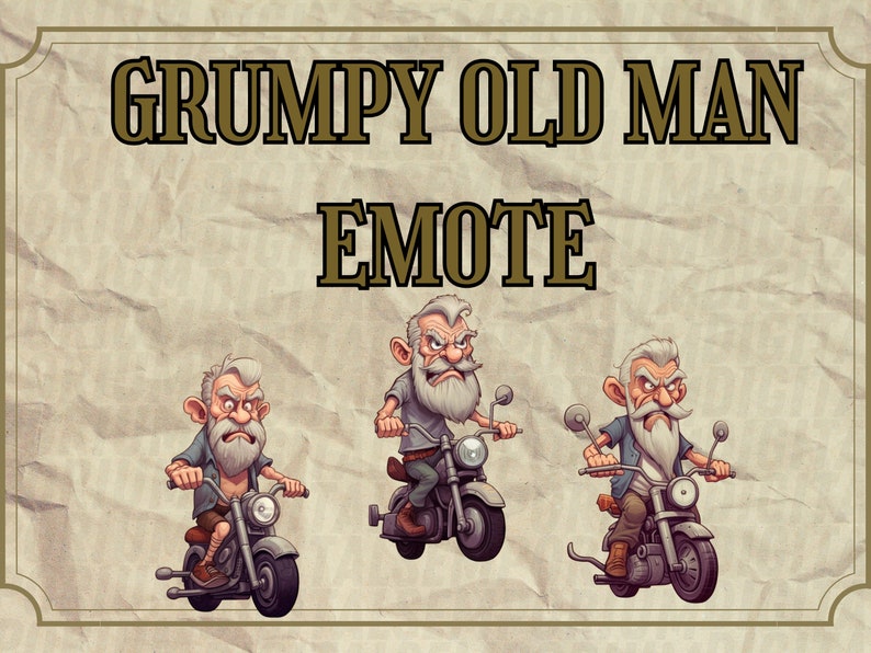 Twitch Grumpy Old Man Emote, Motorcycle Stream Emote, Old Man Emote, Cartoon Man Emote, Grandpa ...