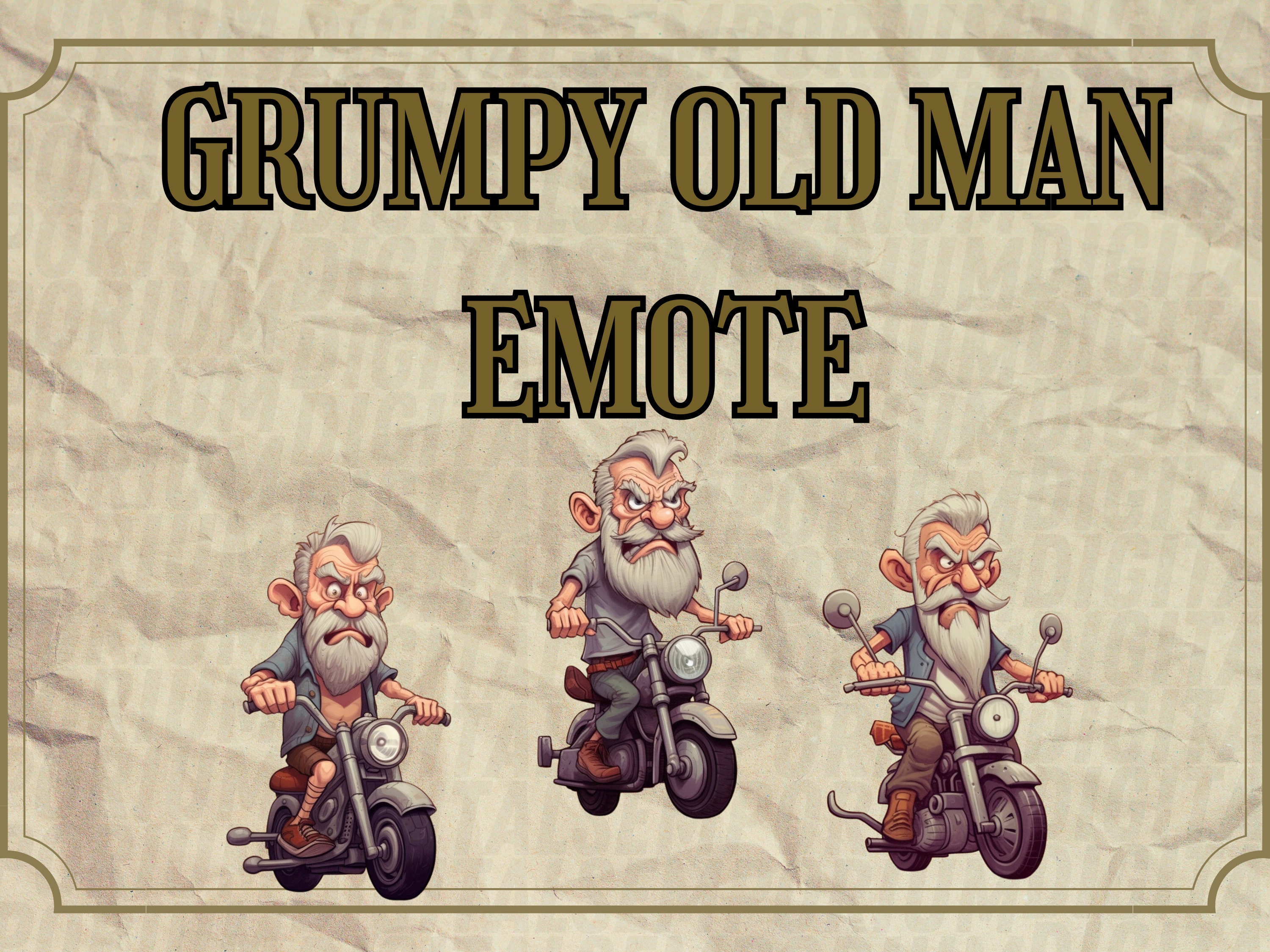 Twitch Grumpy Old Man Emote, Motorcycle Stream Emote, Old Man Emote ...