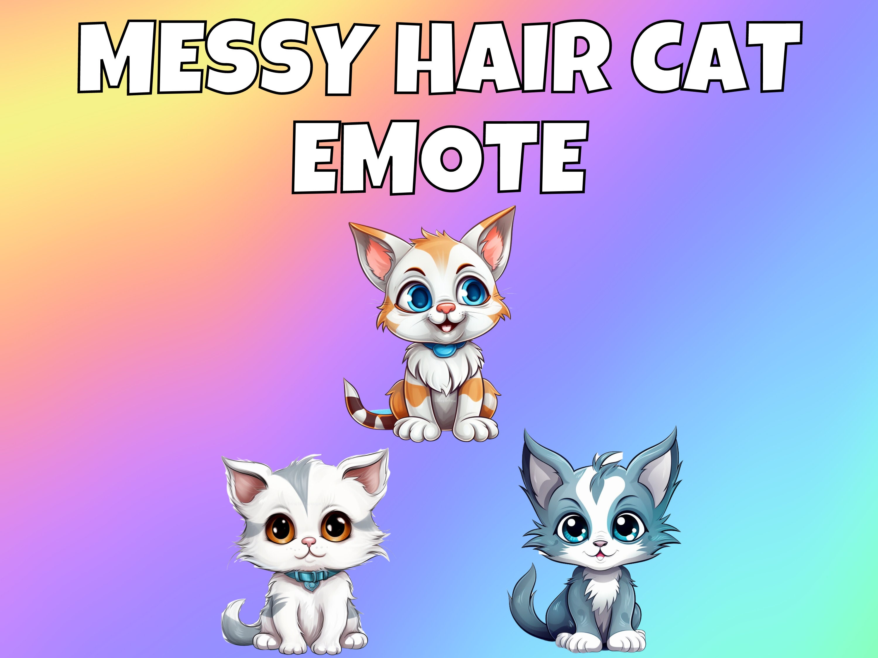 Cute Messy Hair Cat Emote Collection Twitch & Discord | Channel Points ...