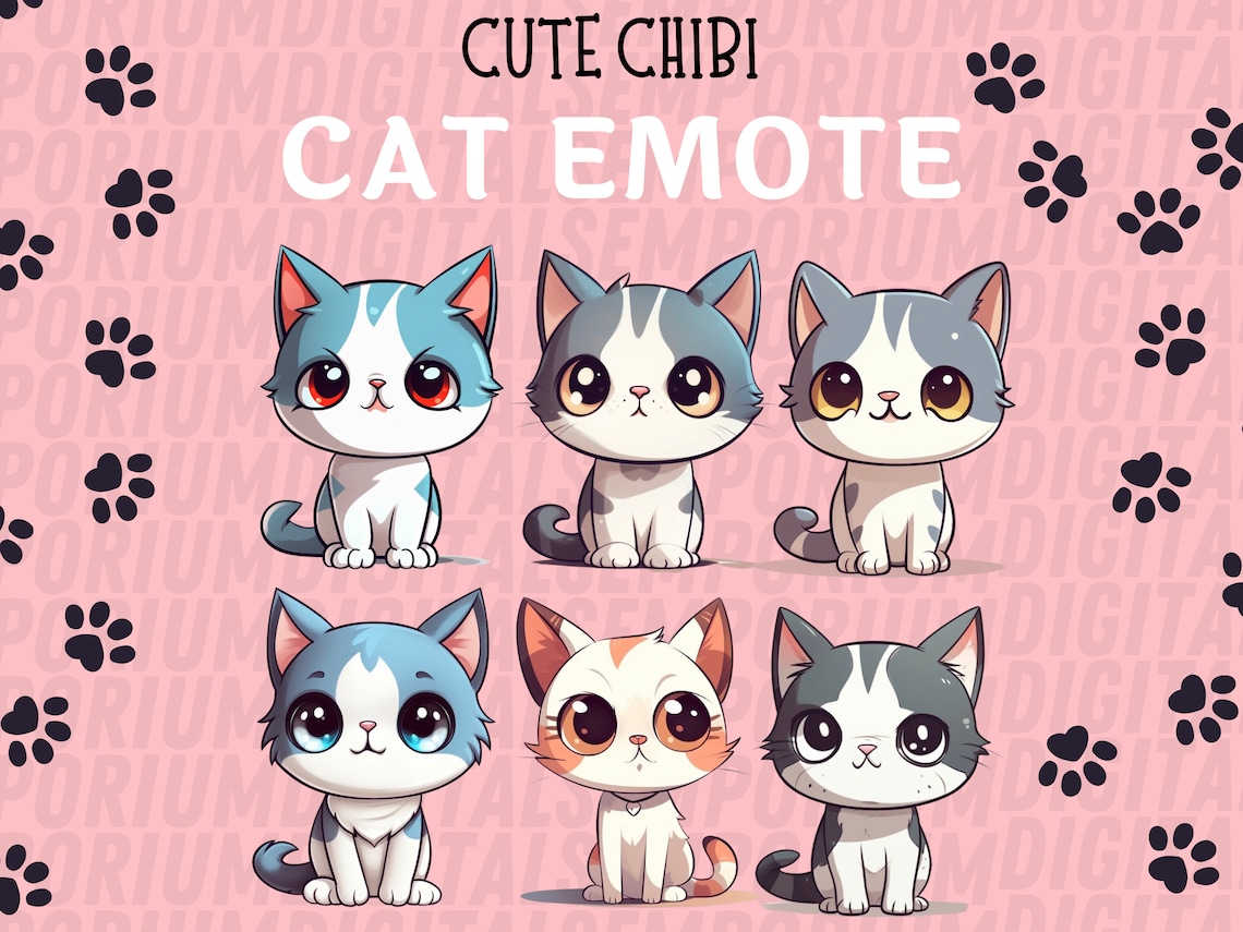 Cute Chibi Cat Emote, Cat Mom Emote, Cat Dad Emote, Pet Lover Emote ...