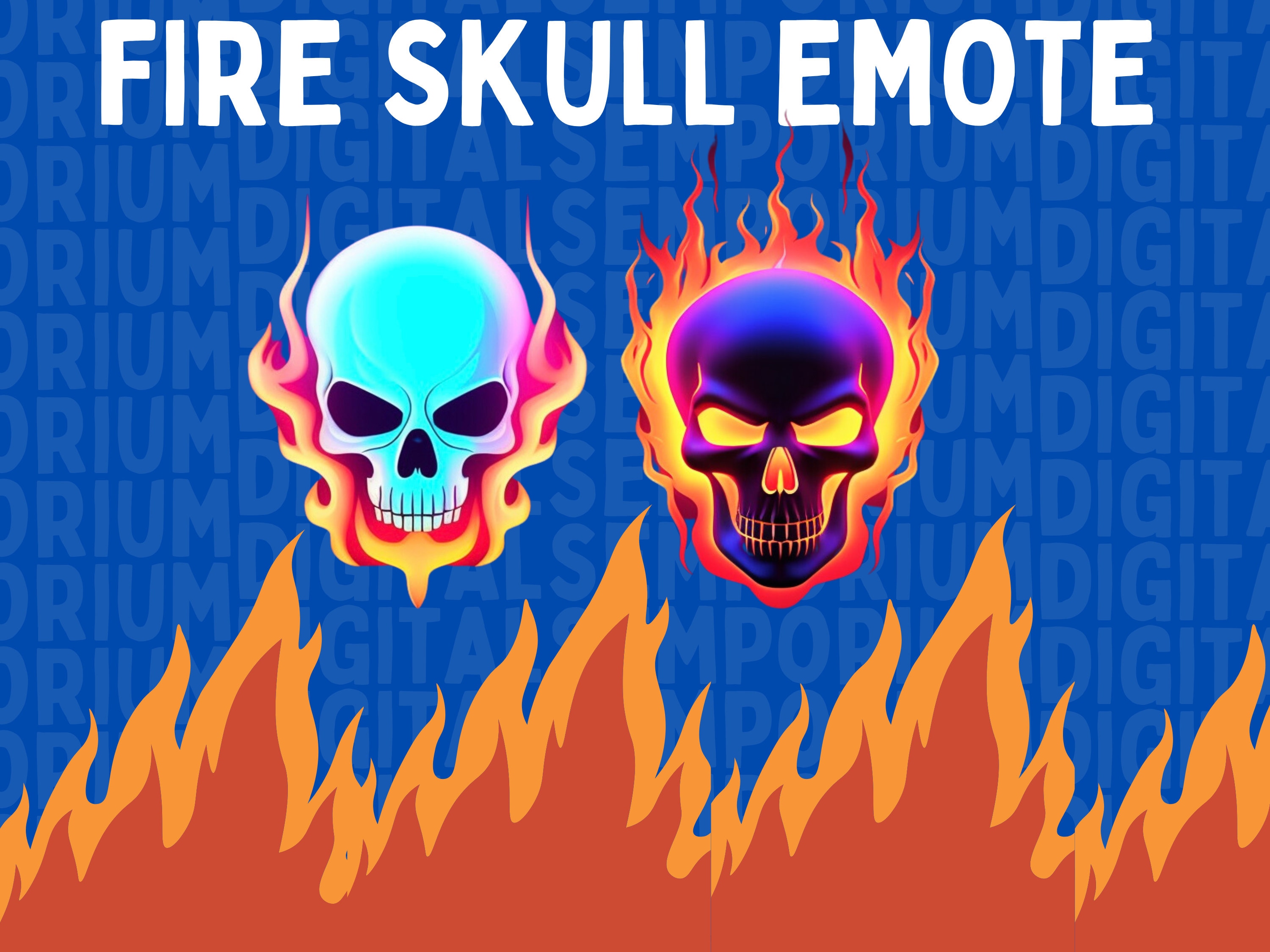 Fire Skull Emote, Skull on Fire Emote, Skeleton Emote, Evil Skeleton ...