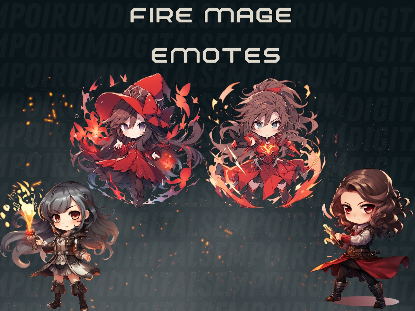 Chibi Female Fire Mage Emotes Twitch & Discord | Channel Points ...
