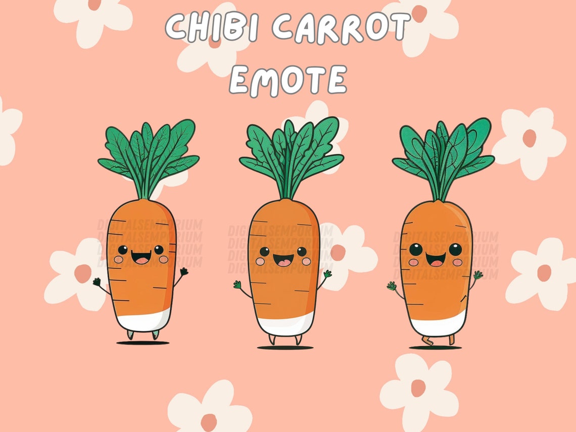 Cute Chibi Carrot Emotes Twitch, Discord, Kick, Channel Point, Streamer ...