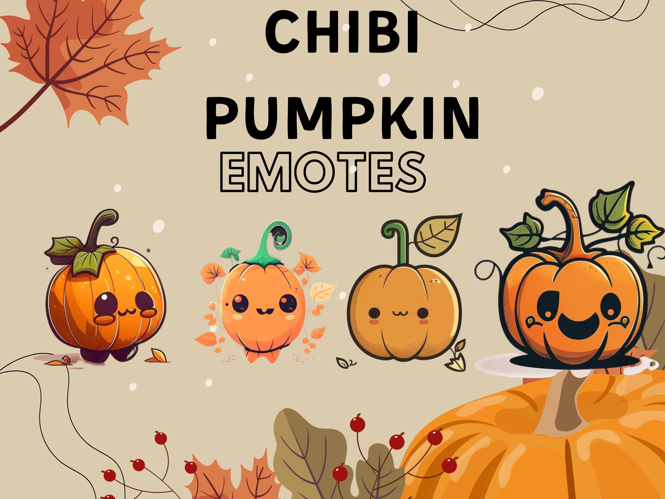 Chibi Pumpkin Emotes Twitch, Discord, Kick, Streamer, Emoji, Stream ...