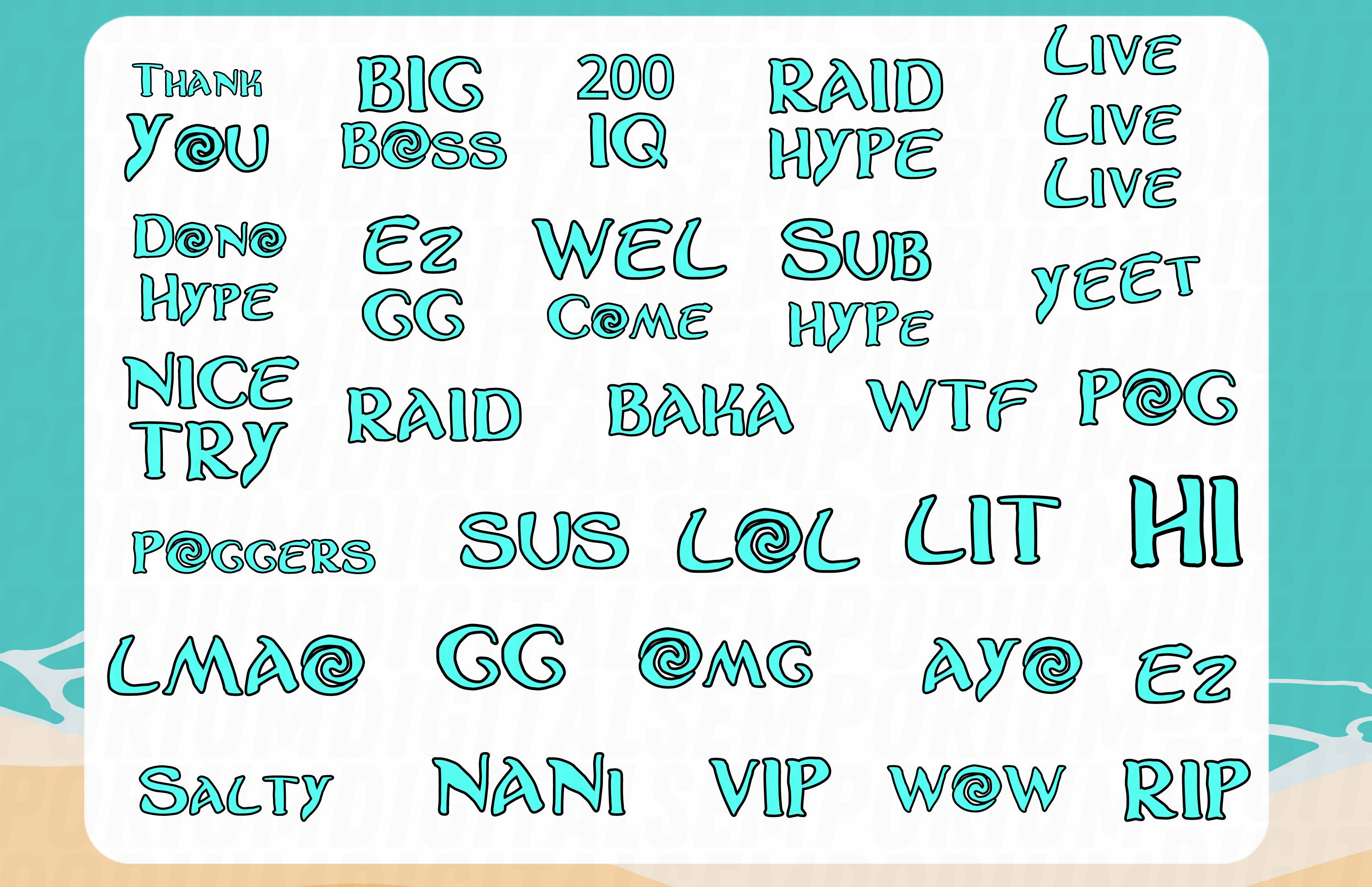 30 Hawaiian Twitch Text Emote, Hawaiian Font Text Emotes, Twitch Emotes ...