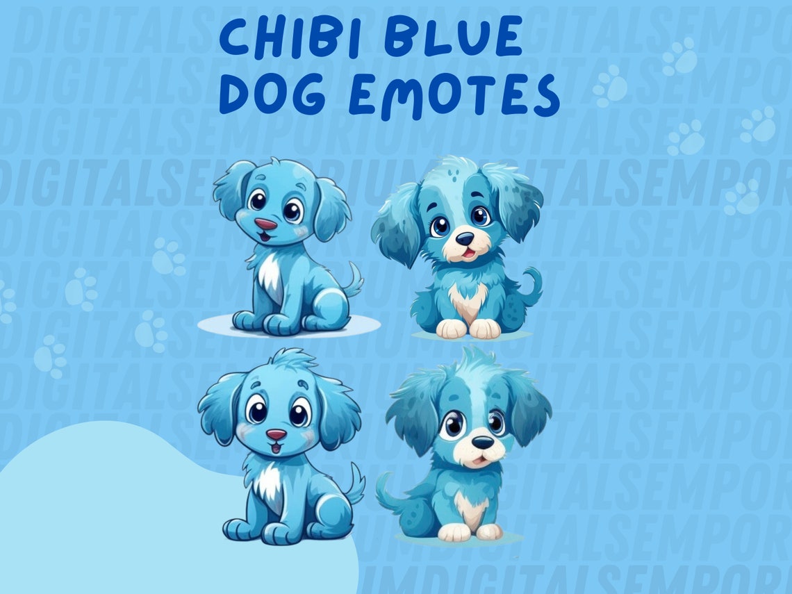 Chibi Blue Dog Emote, Cute Dog Emote, Blue Puppy Emote, Cute Pet Emote ...