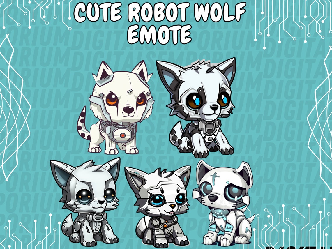 Cute Robot Wolf Emote Collection Twitch, Discord, Channel Points ...