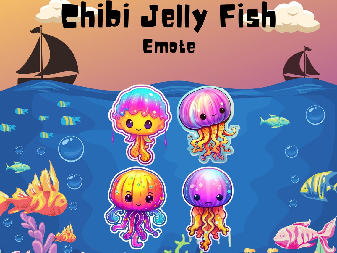 Chibi Colorful Jelly Fish Emote Twitch, Discord, Channel Point ...