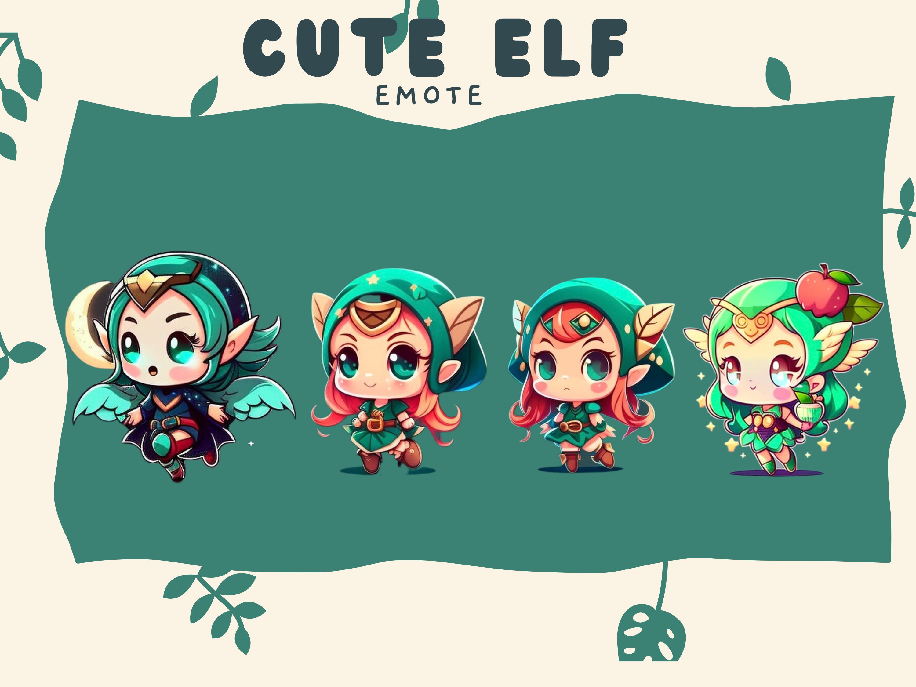Cute Chibi Elf Emote Collection Twitch, Discord, Channel Points ...