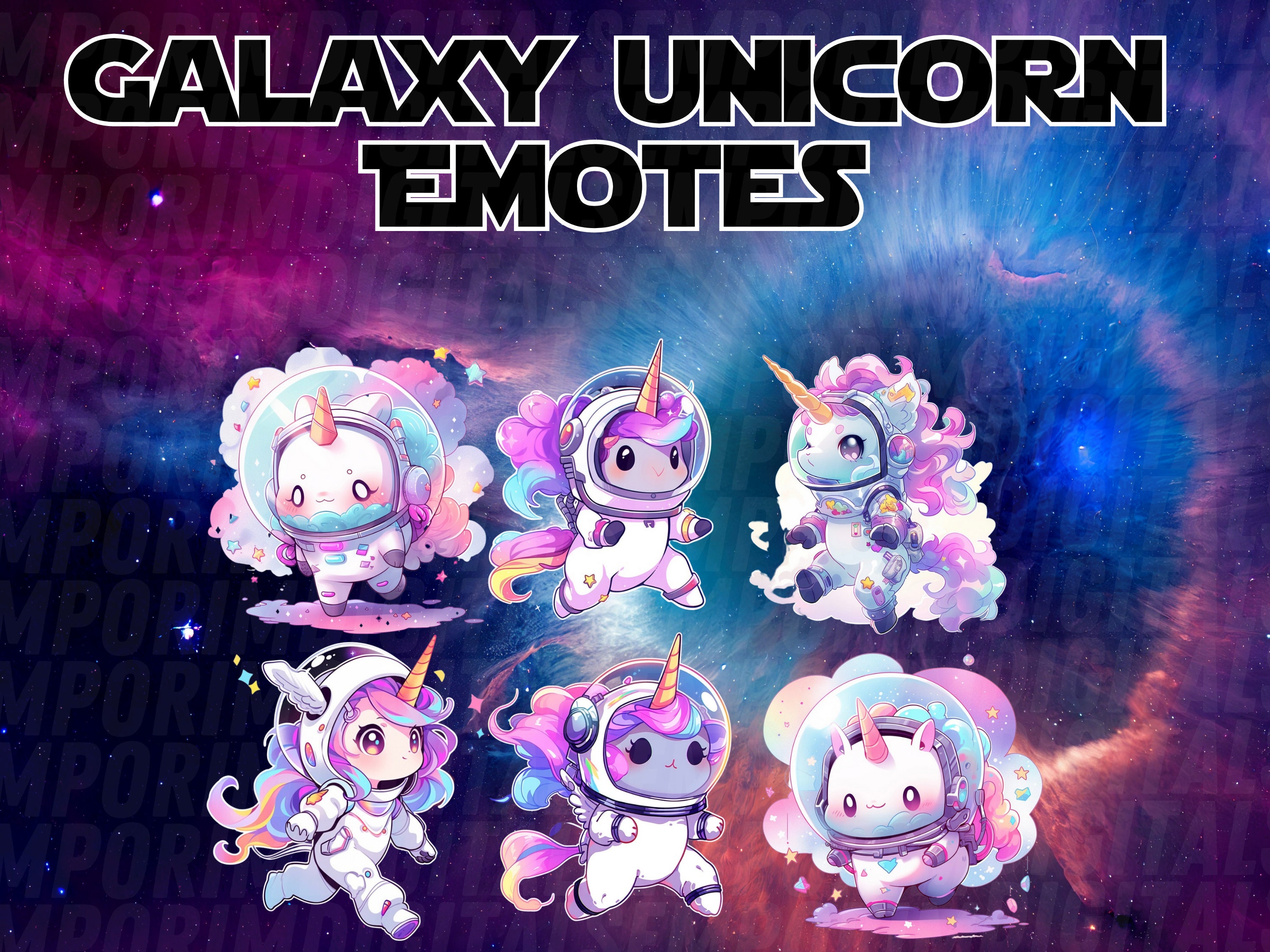 6x Galaxy Unicorn Emotes, Unicorn Astronaut Emotes, Rainbow Unicorn ...