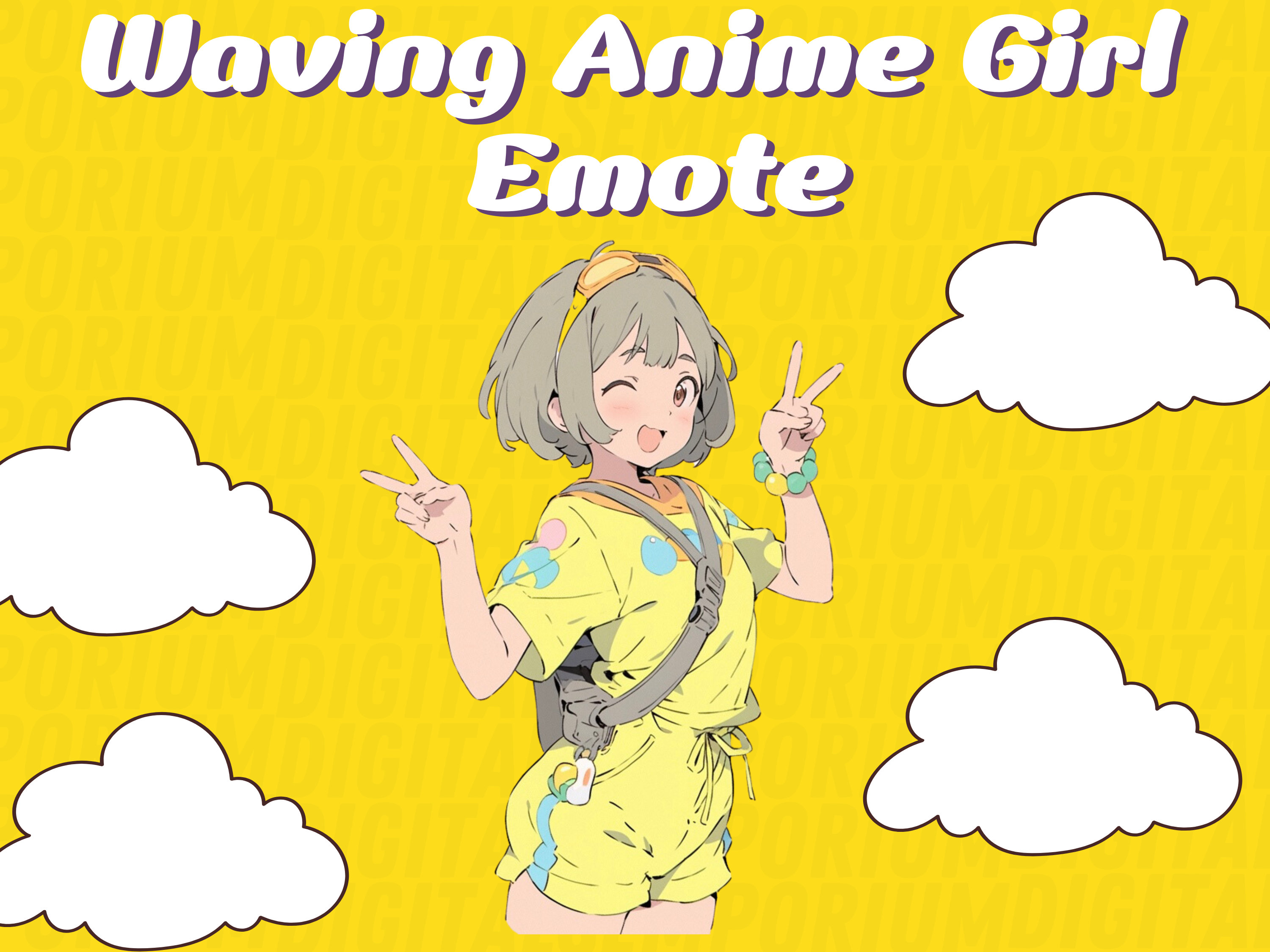 Waving Anime Girl Emote, Kawaii Girl Emote, Uwu Anime Girl Emote, Peace ...