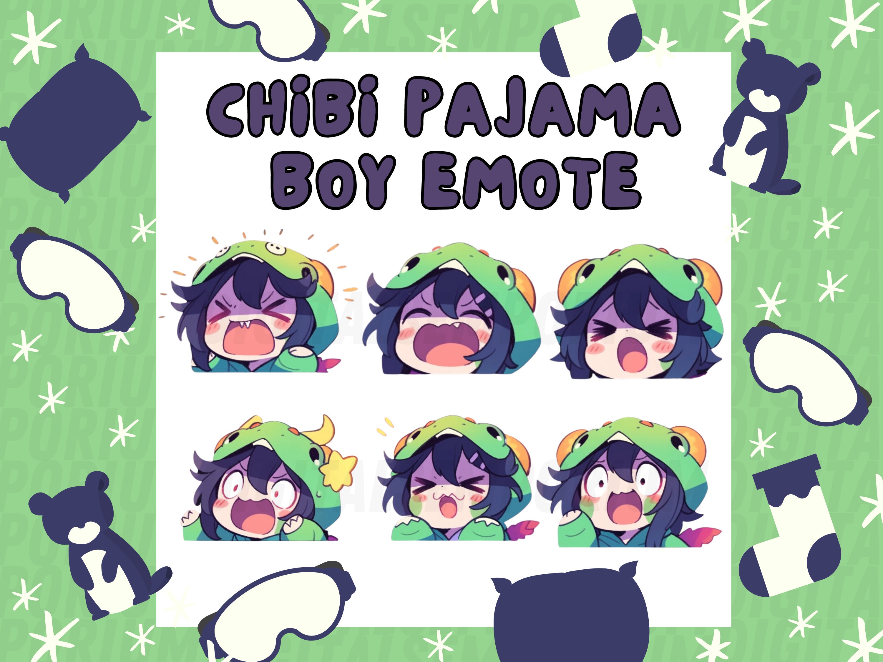 Twitch Chibi Pajama Boy Emote | Chibi Emotes, Twitch Emotes, Discord ...