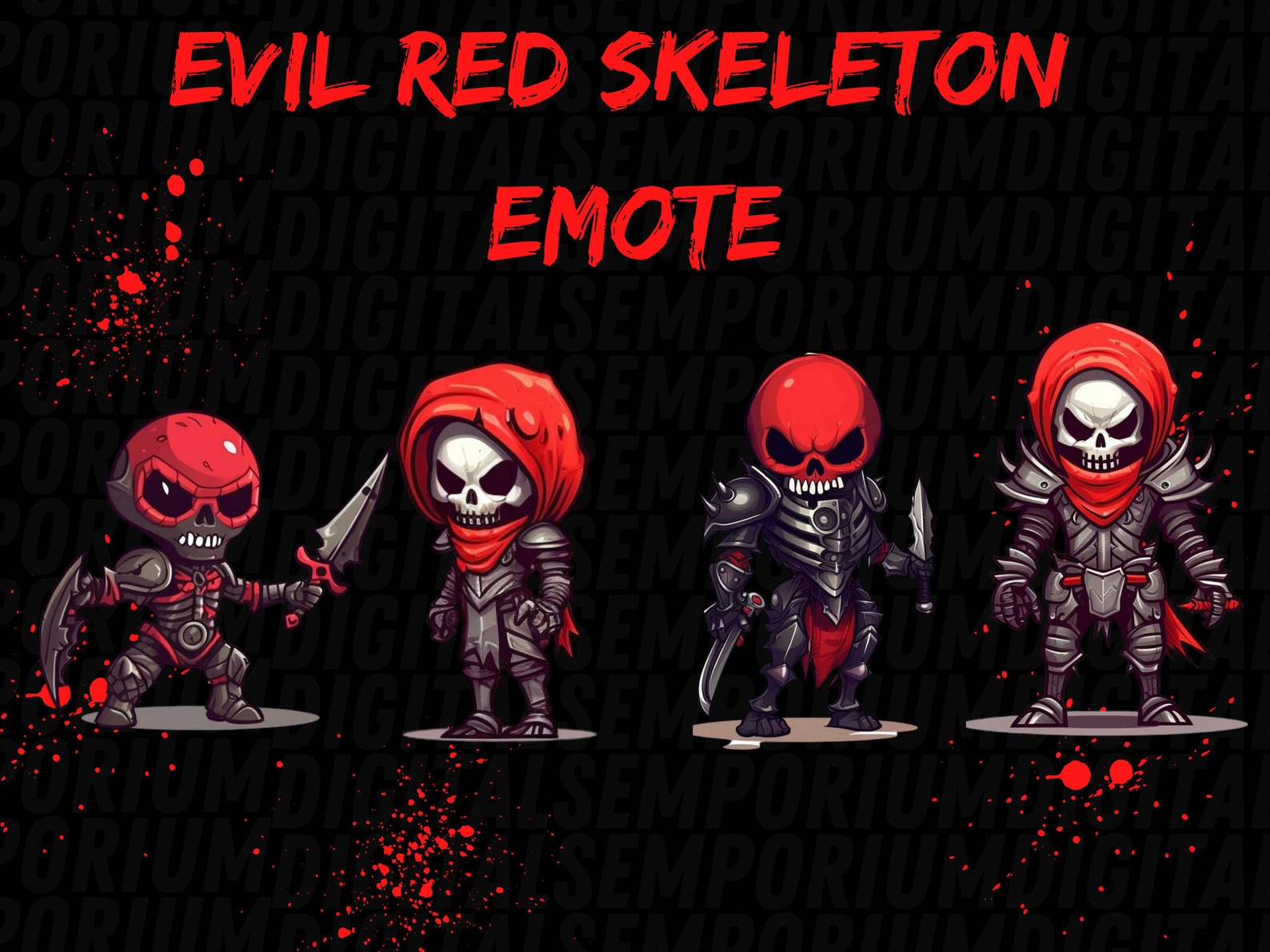 Evil Red Skeleton Emote, Red Skull Knight Emote, Red Demon Emote, Bone ...