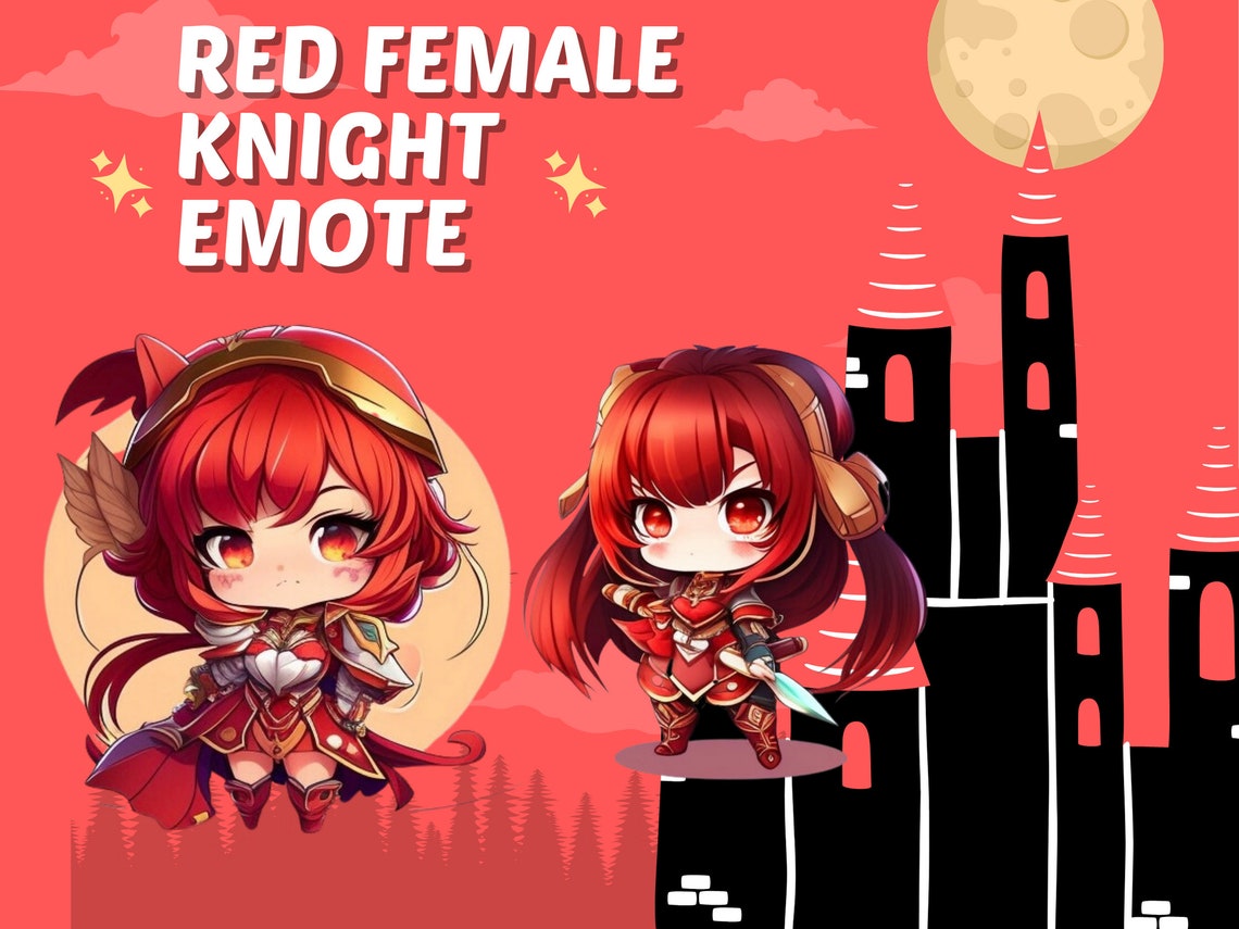 Red Female Knight Emotes Twitch Discord Channel Point - Etsy
