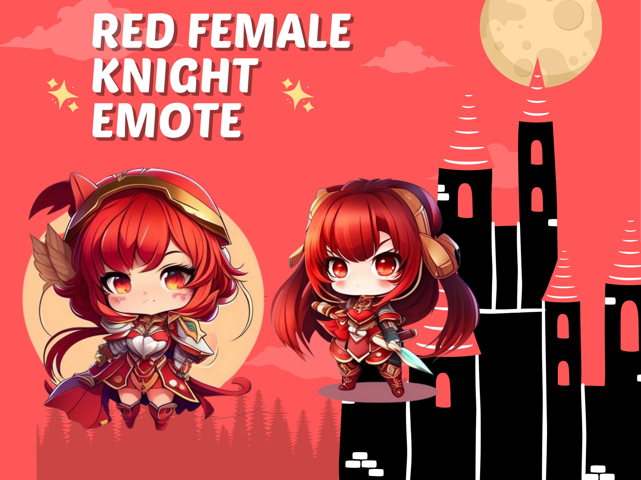 Red Female Knight Emotes Twitch, Discord, Channel Point, Streamer ...