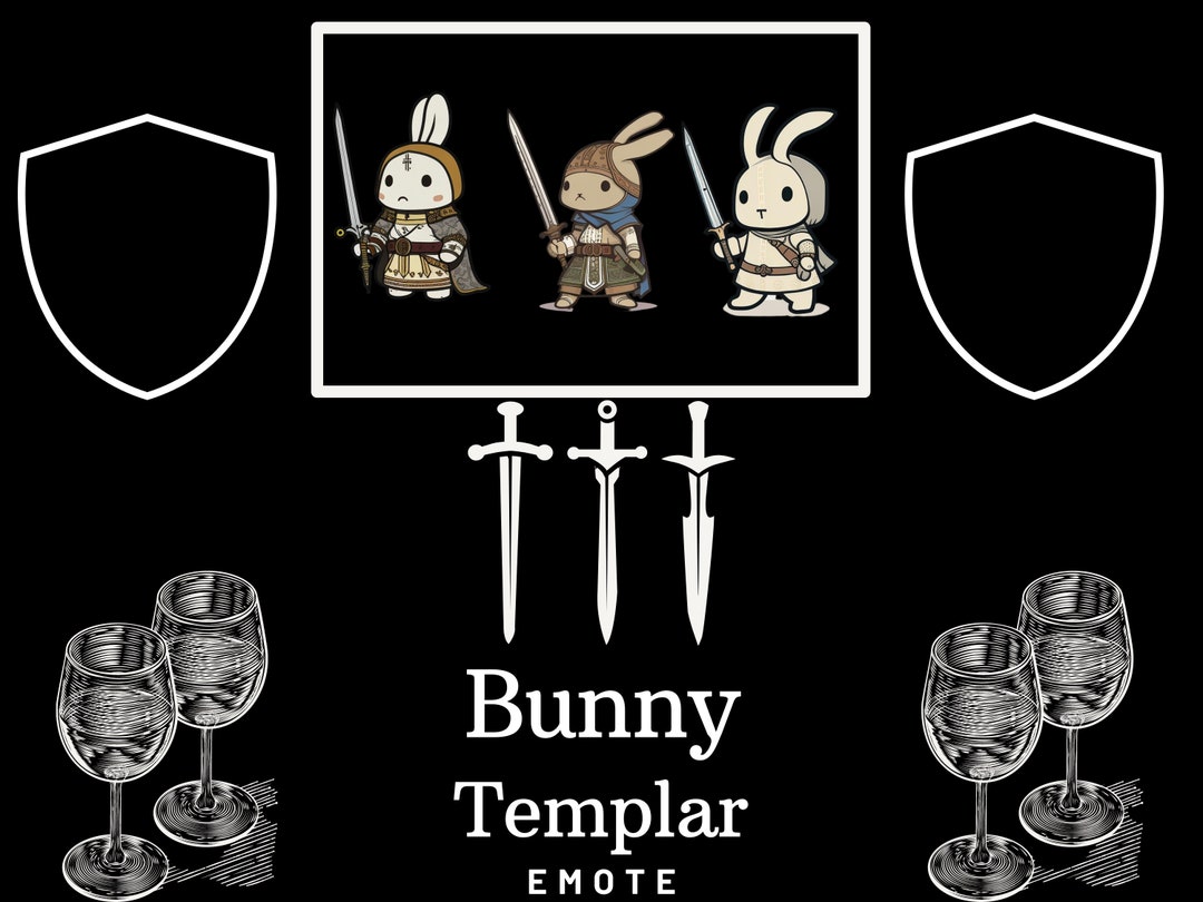 Cute Bunny/rabbit Templar Twitch Discord Emotes / Kawaii Animal Emoji ...