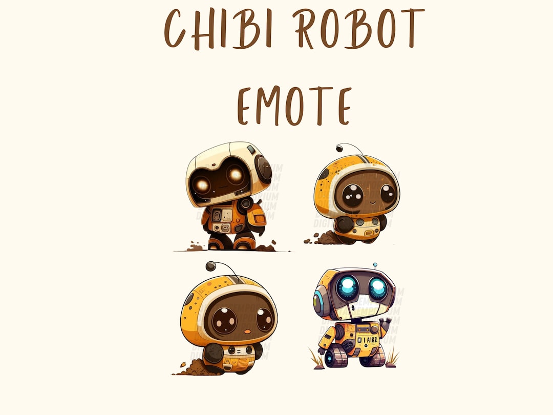 Cute Chibi Robot Emotes Twitch, Discord, Channel Point, Streamer, Emoji ...