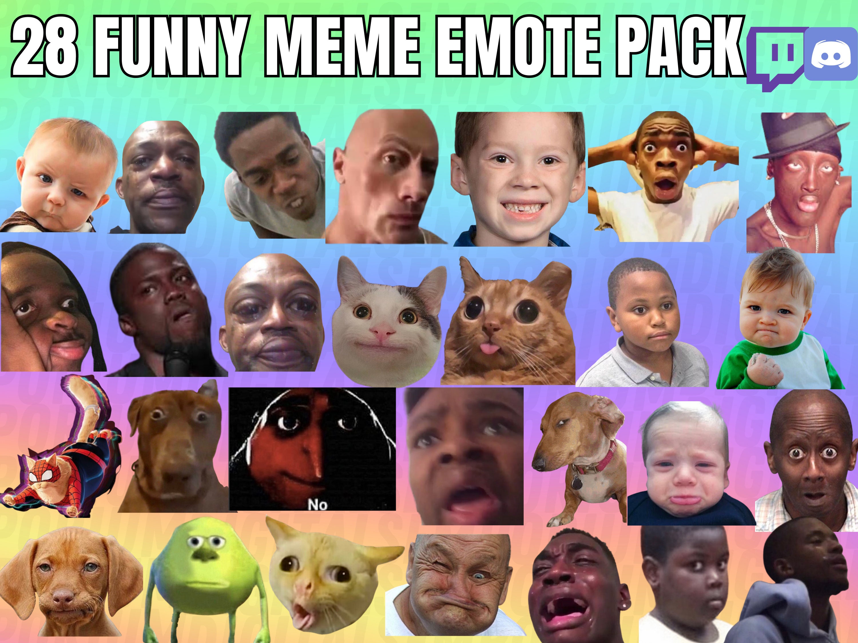 28 Funny Meme Emote Pack | Meme Emote | Twitch, Discord Emotes | Meme ...