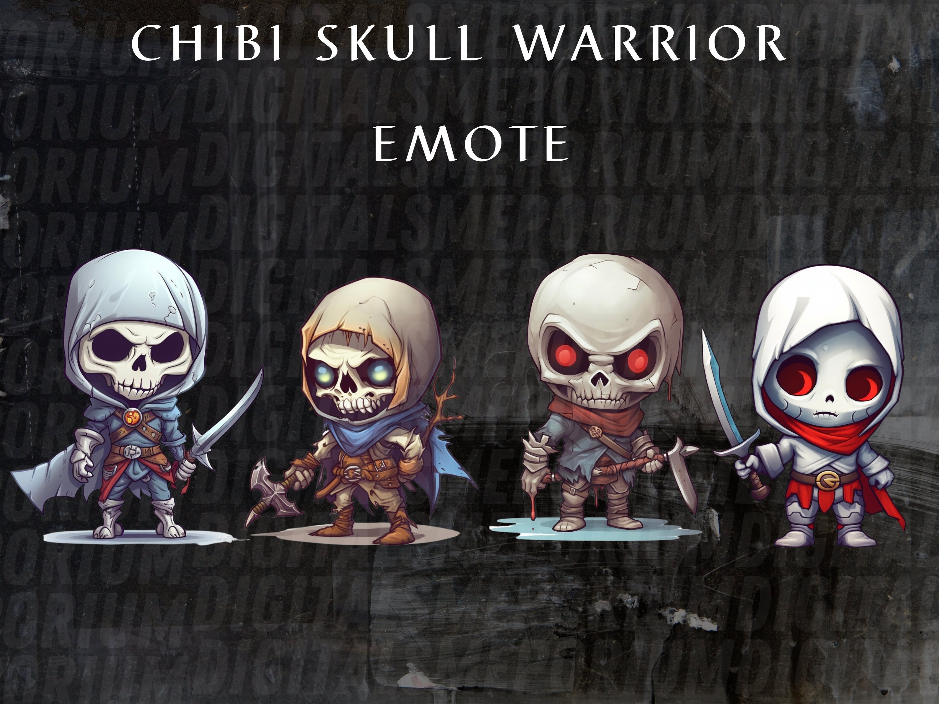 Chibi Skull Warrior Emote, Skeleton Emote, Bones Emote, Knight Emote ...