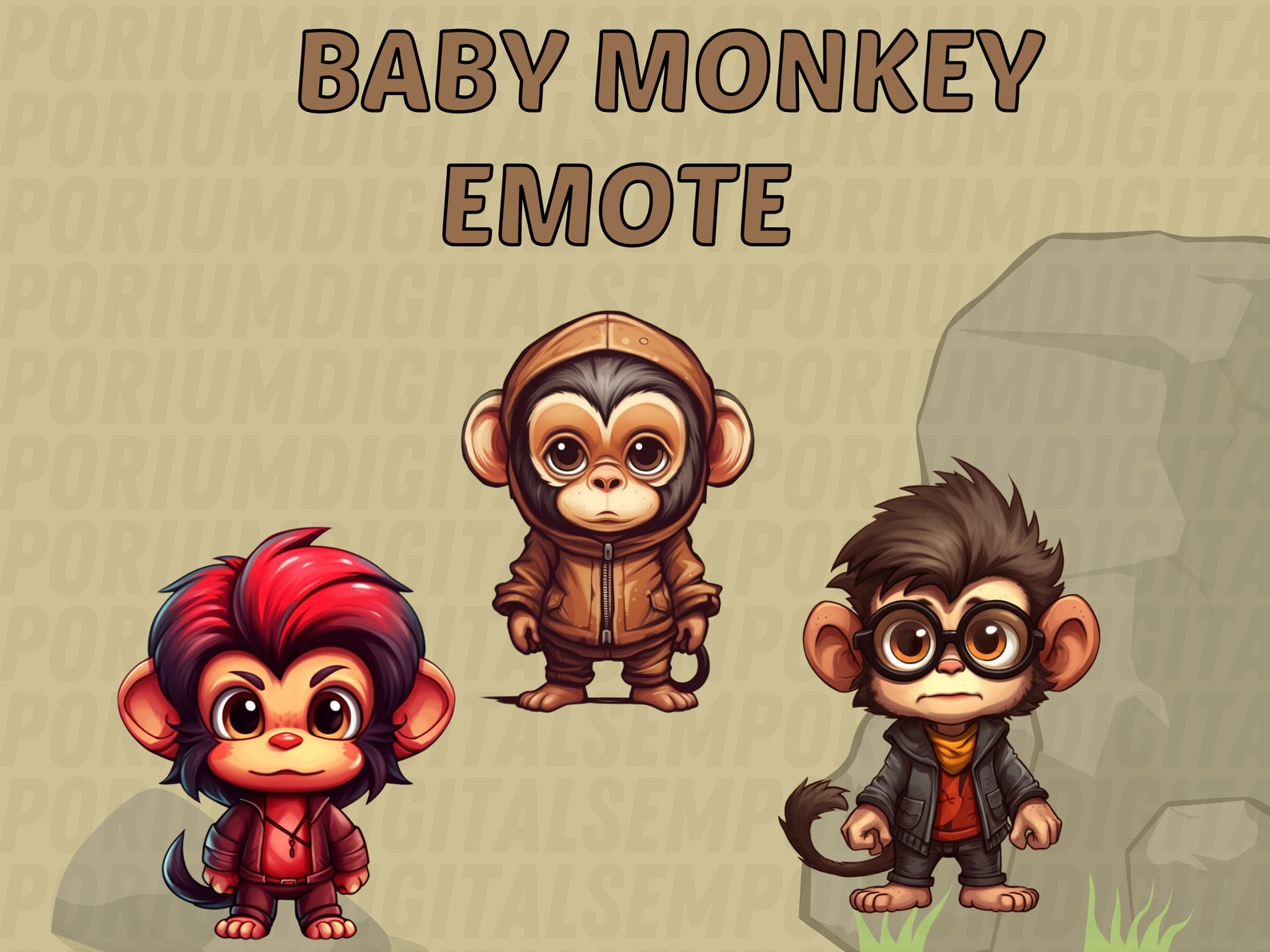 Cute Baby Monkey Emote Collection Twitch, Discord, Channel Points ...