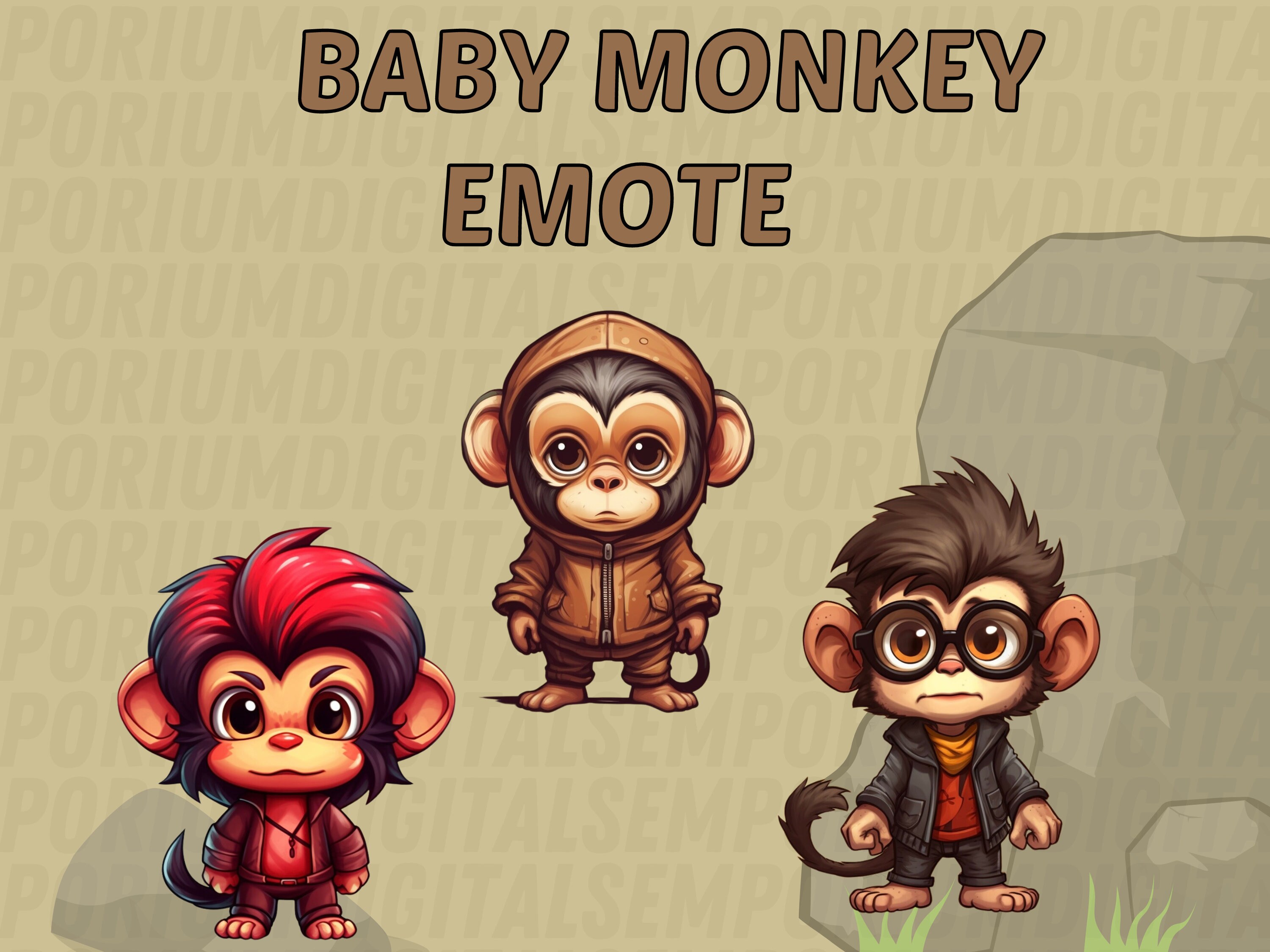 Cute Baby Monkey Emote Collection Twitch, Discord, Channel Points ...