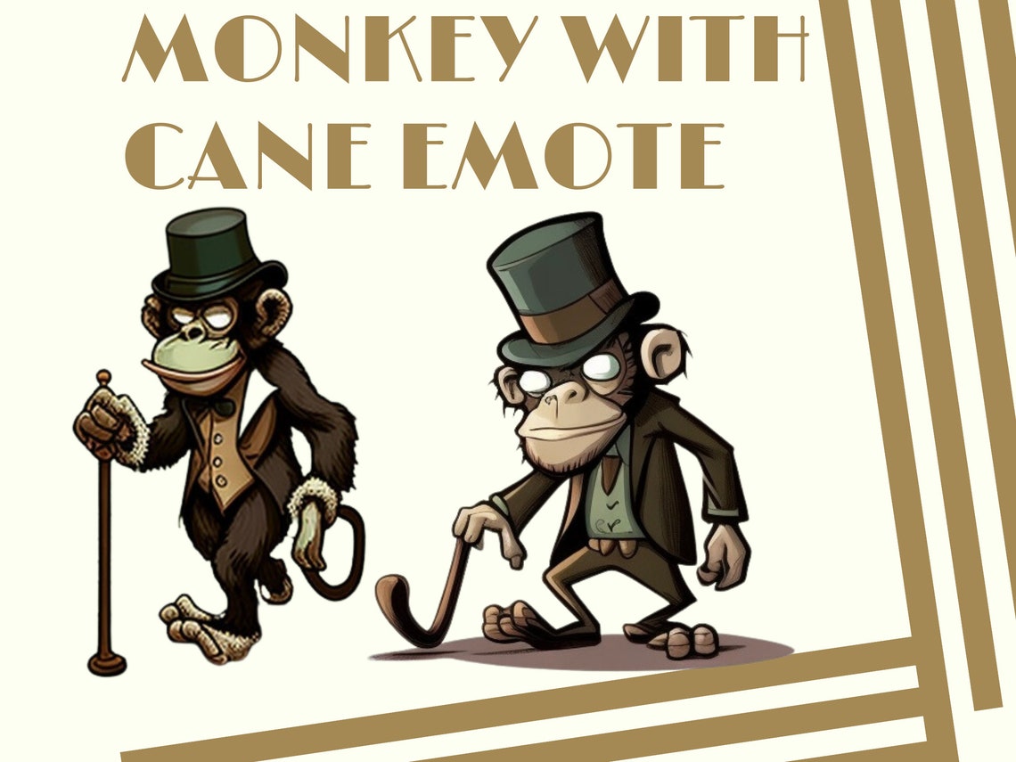 Monkey With a Cane Emotes Twitch, Discord, Kick, Streamer, Emoji ...
