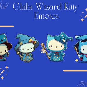 Chibi Blue Wizard Kitty Emotes Twitch, Discord, Kick, Streamer, Emoji ...