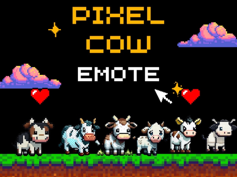 Cute Pixel Cow Emote Collection Twitch & Discord | Channel Points | Streamer, Emoji, Cute ...