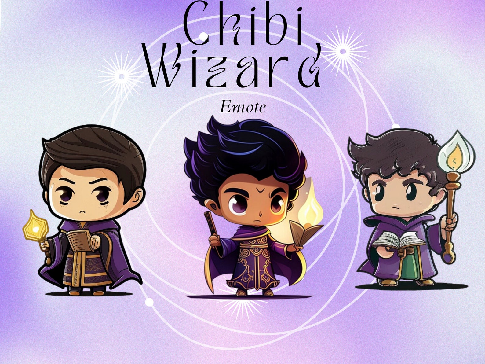 Chibi Wizard Emotes Twitch & Discord | Channel Points | Streamer ...